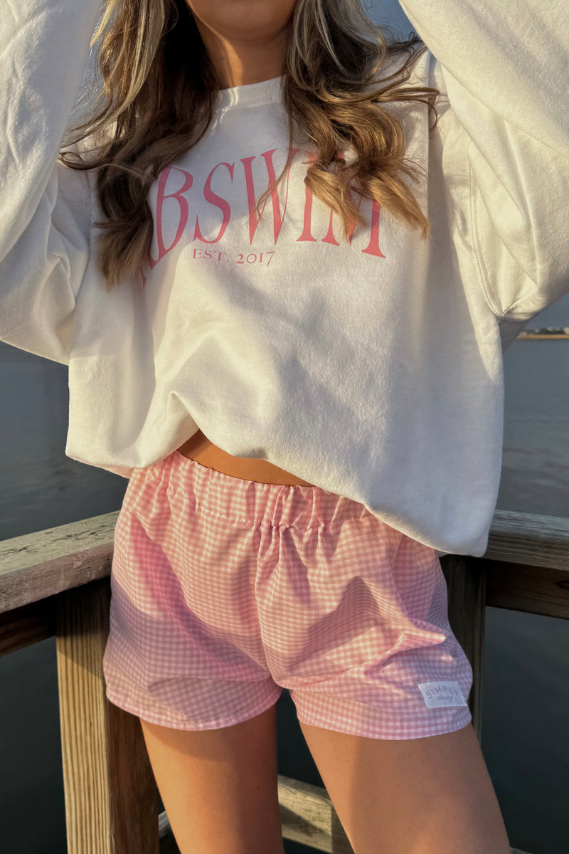 SIMPLY DARING BOXERS / PINK GINGHAM (PRE ORDER SHIPS 8/9) – KBSWIM